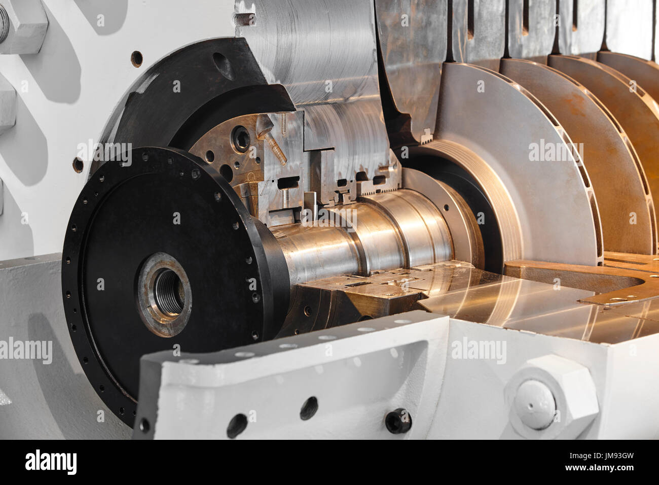 Oil platform heavy gas compressor machinery detail. Norway. Technology ...