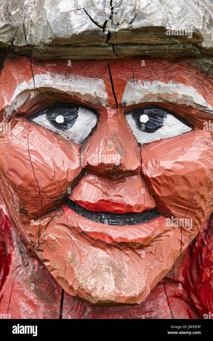 Norwegian carved wooden face detail troll. Scandinavian folklore ...