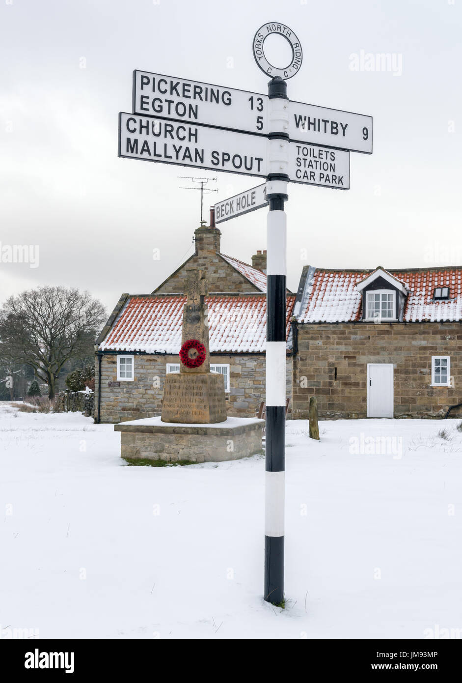 A sign post in Goathland village Stock Photo - Alamy