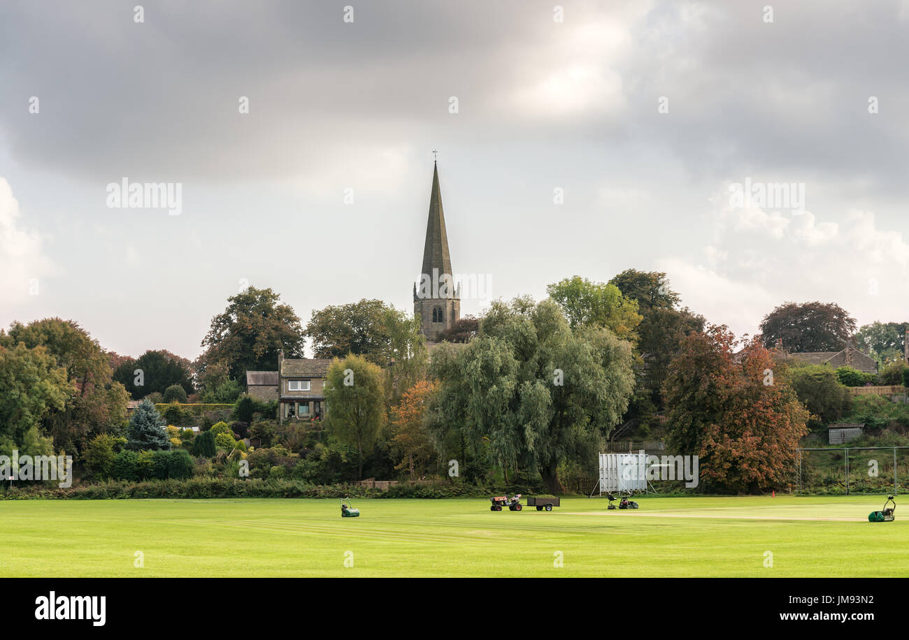 Masham town from the cricket ground Stock Photo - Alamy