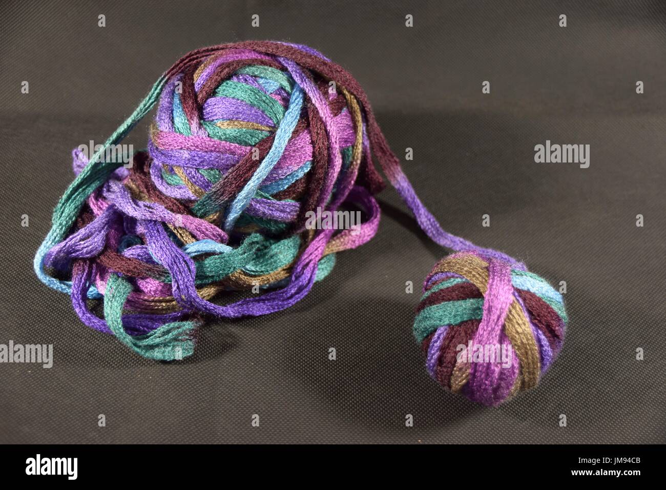 balls of wool for knitting and crocheting work done by hand Stock Photo ...