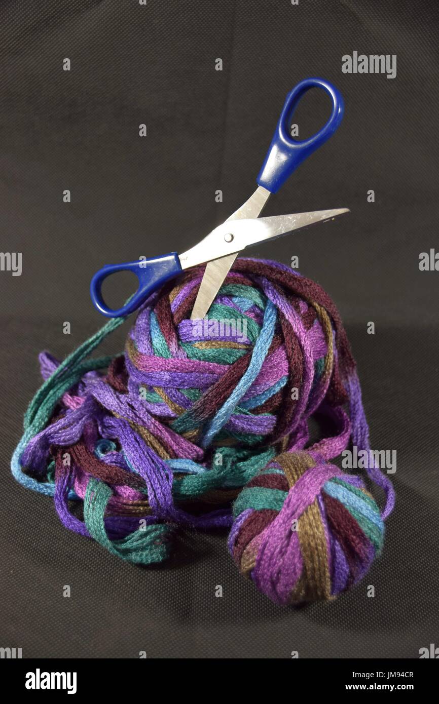 balls of wool for knitting and crocheting work done by hand Stock Photo ...