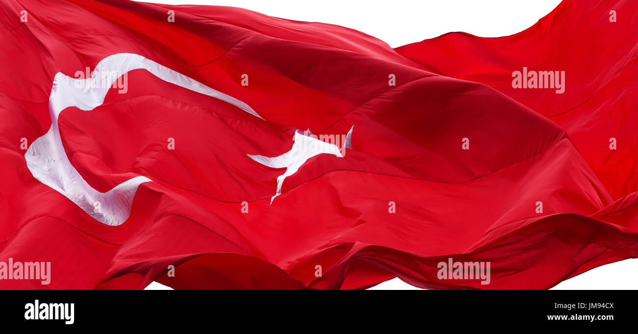 Turkish flag waving in wind. Close-up view Stock Photo - Alamy