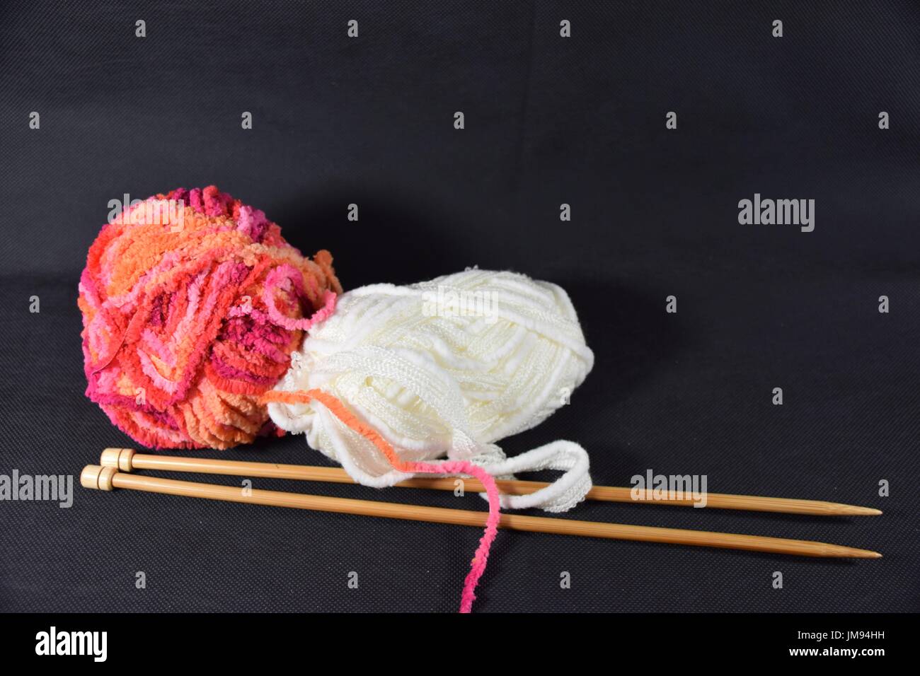 balls of wool for knitting and crocheting work done by hand Stock Photo ...