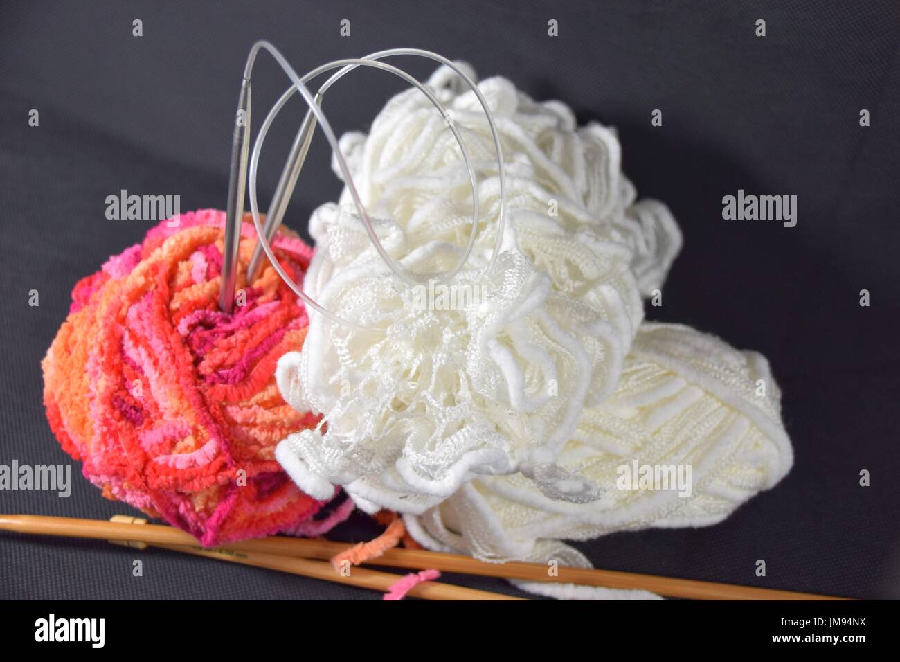 balls of wool for knitting and crocheting work done by hand Stock Photo ...