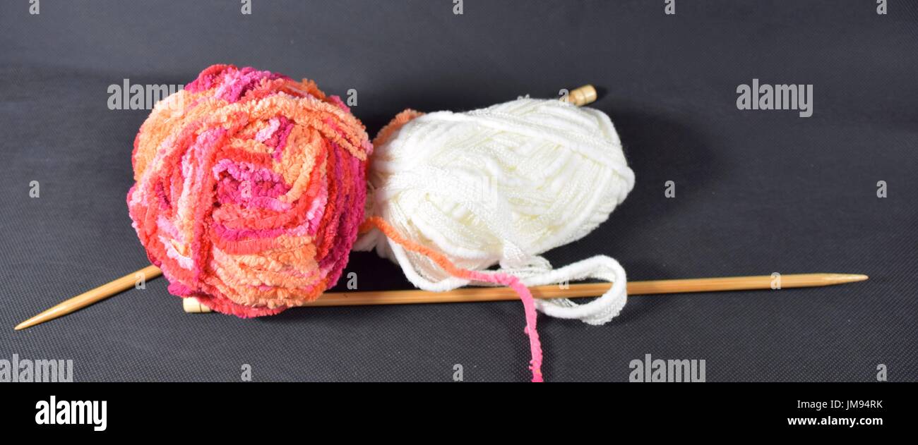 balls of wool for knitting and crocheting work done by hand Stock Photo ...