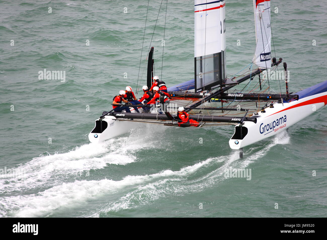 Racing yachts competing in the 2016 America's Cup in The Solent Stock ...
