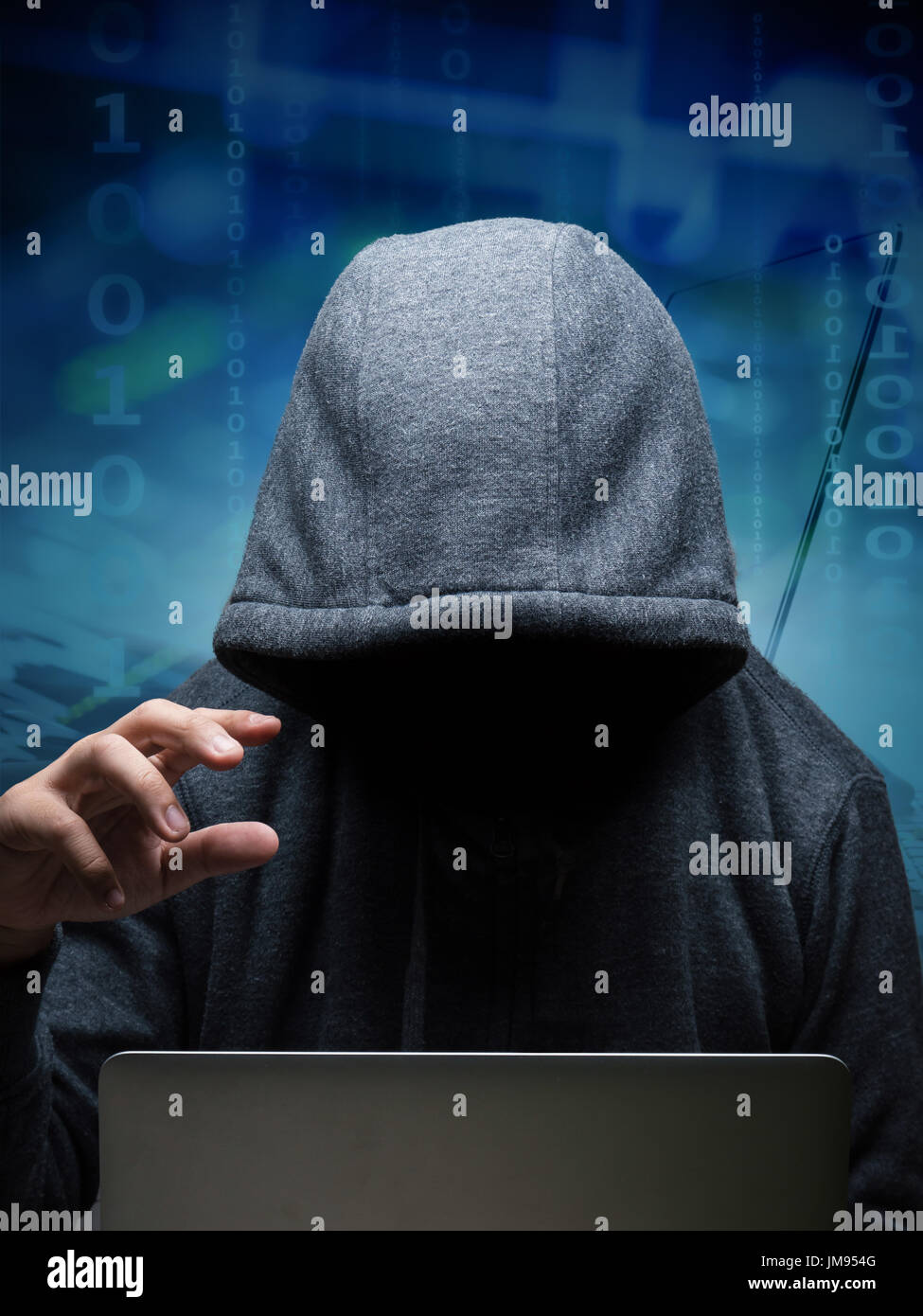 hacker with computer notebook Stock Photo - Alamy