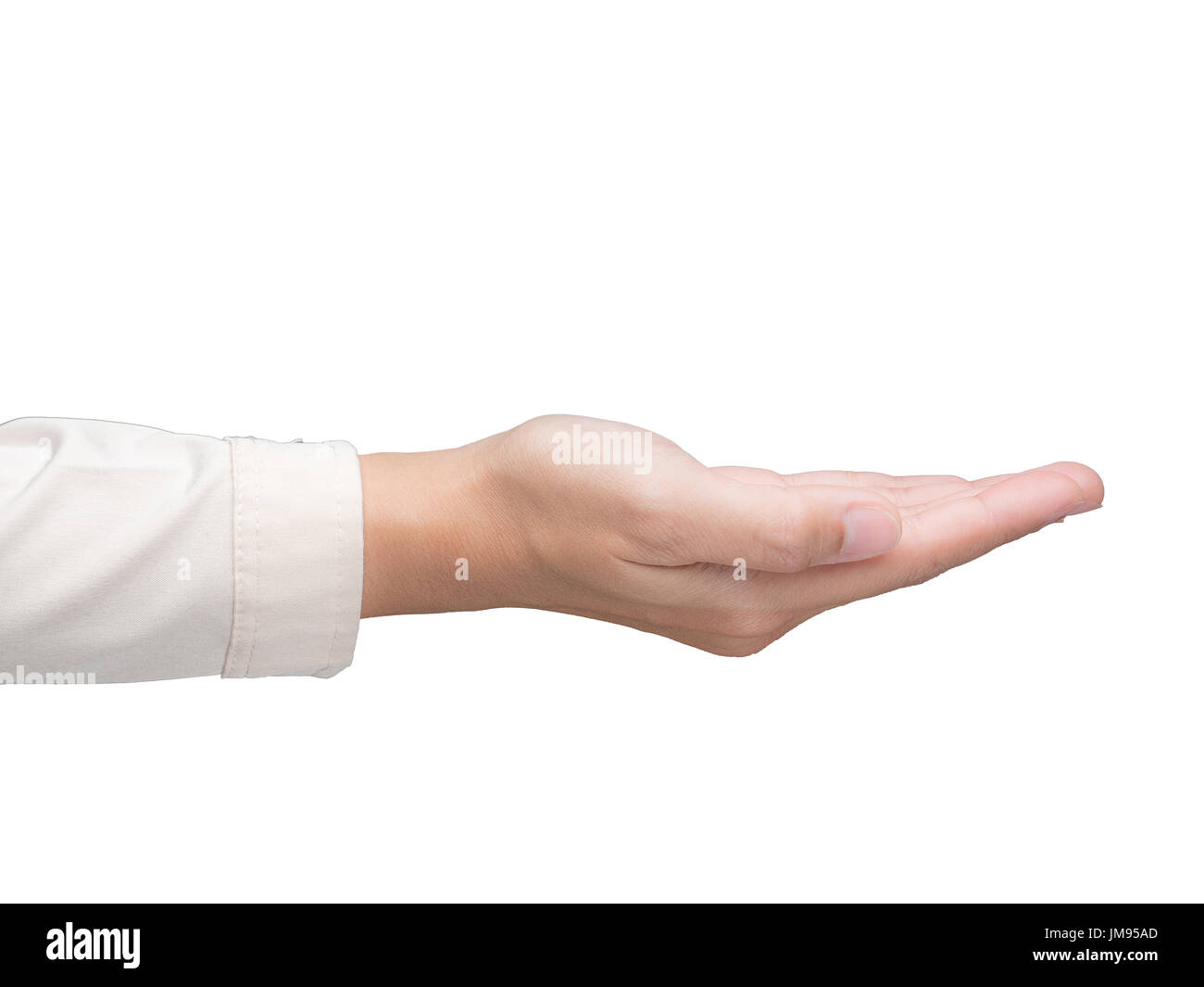 empty palm hands on white background Stock Photo - Alamy