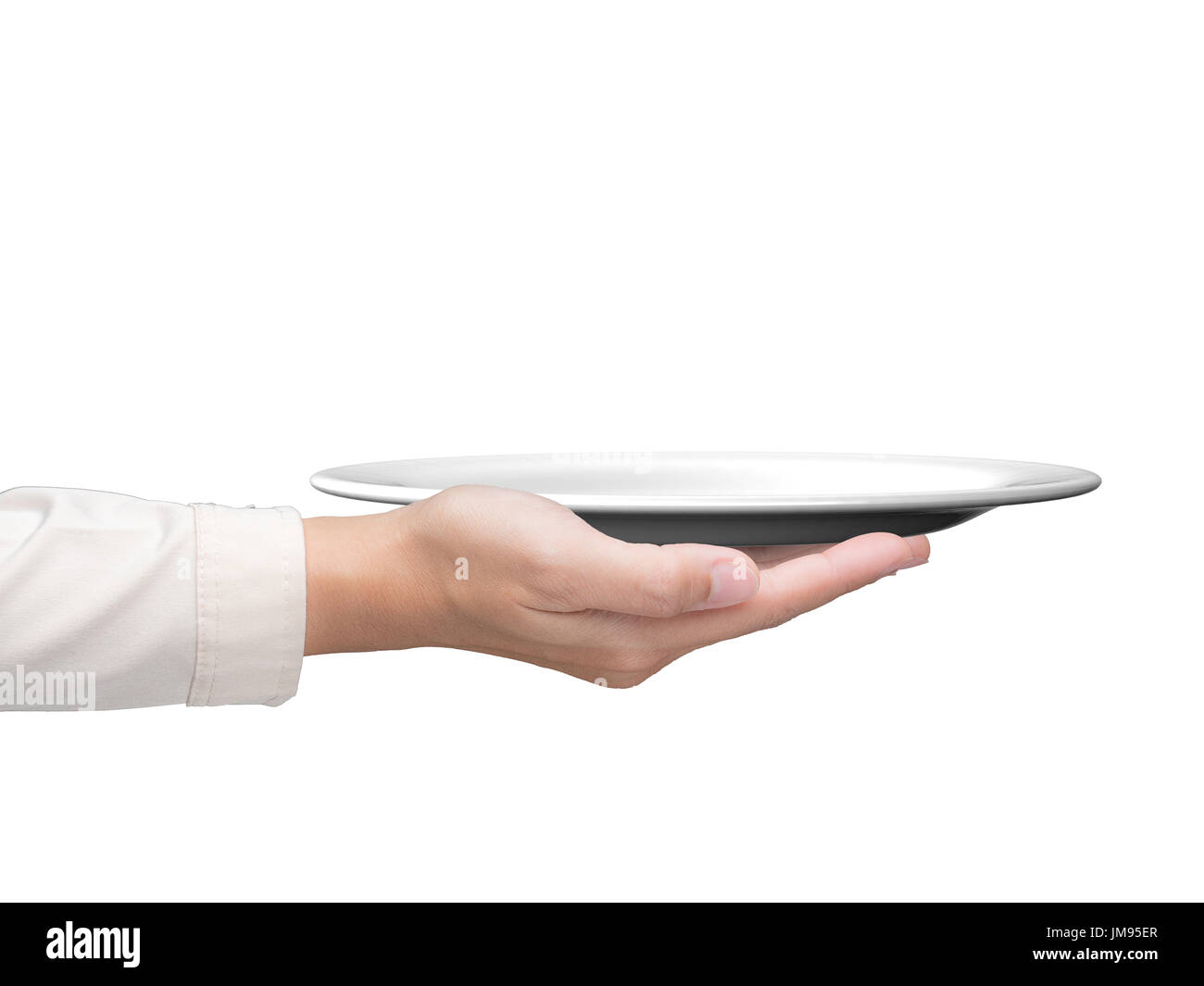 hand holding empty white dish Stock Photo - Alamy