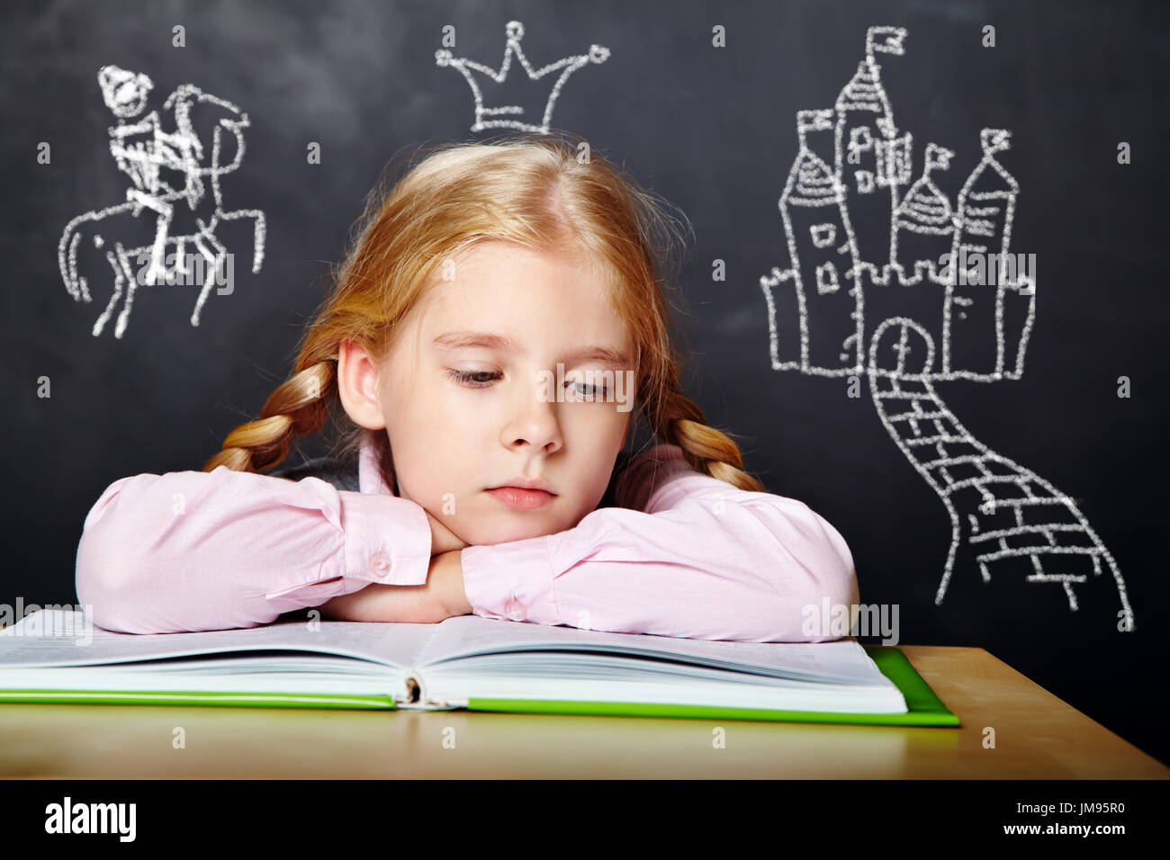 Cute girl homework doodle cartoon hi-res stock photography and images ...
