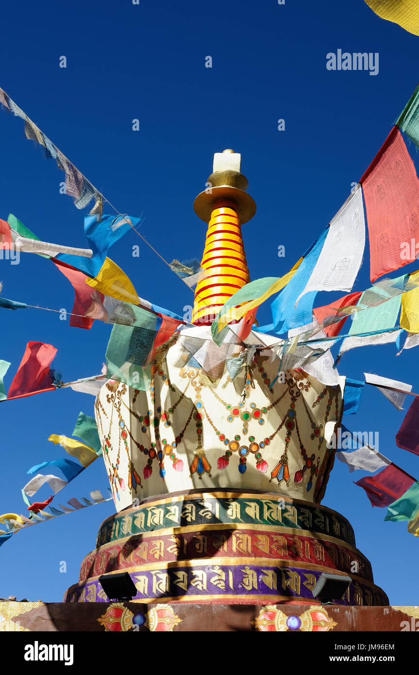 Buddhist stupa in the city Shangri-La in China. City called the gate to ...