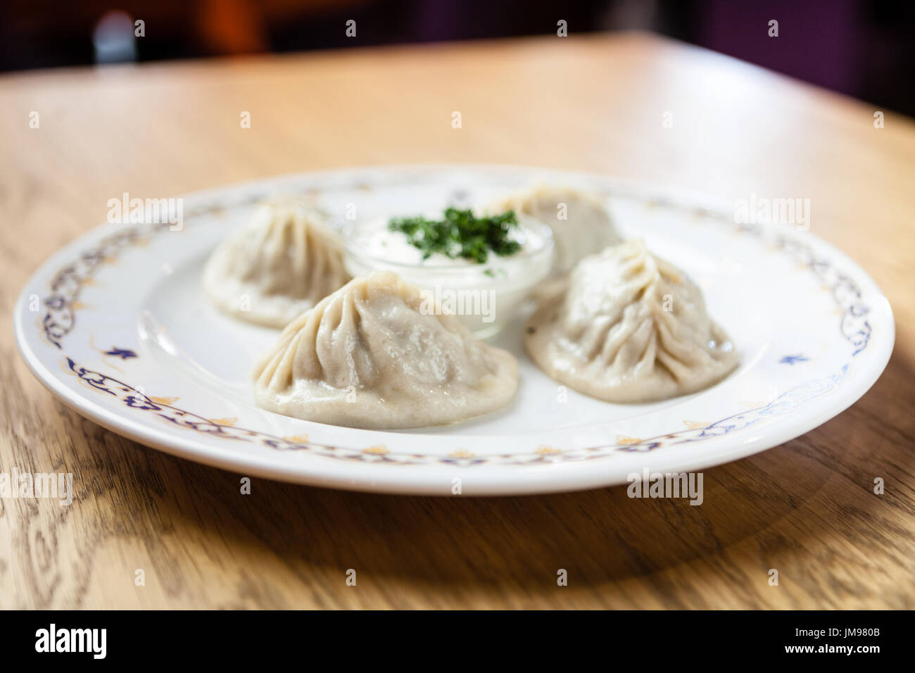 Traditional manti on a plate Stock Photo - Alamy