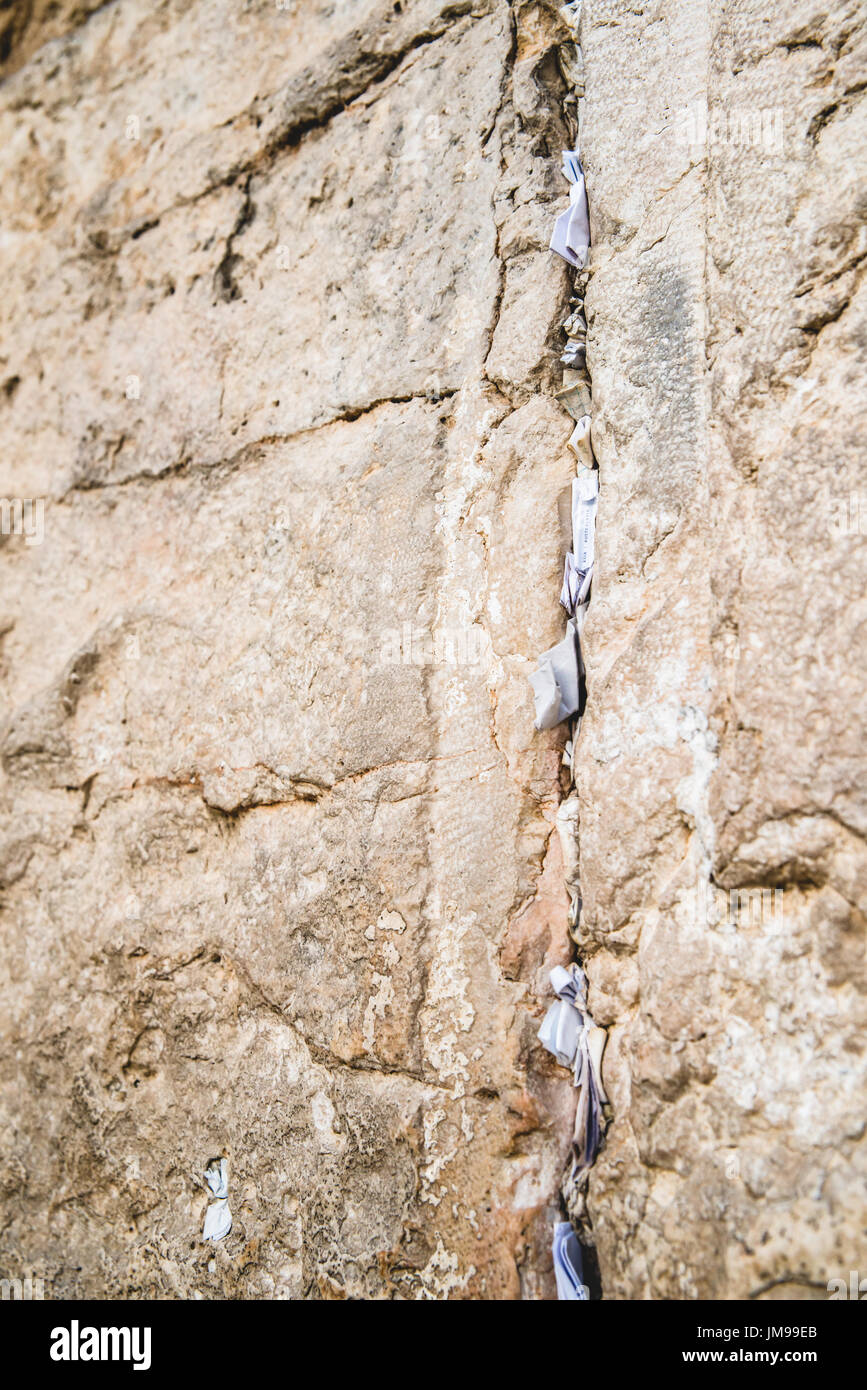 Notes on Western (Wailing) Wall in Jerusalem, Israel Stock Photo - Alamy