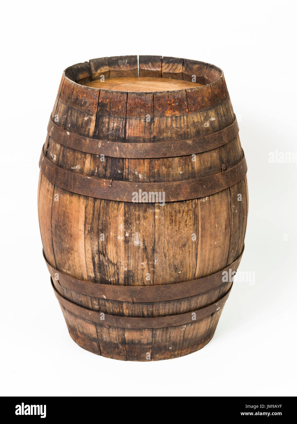 Old wood barrel on white background Stock Photo - Alamy
