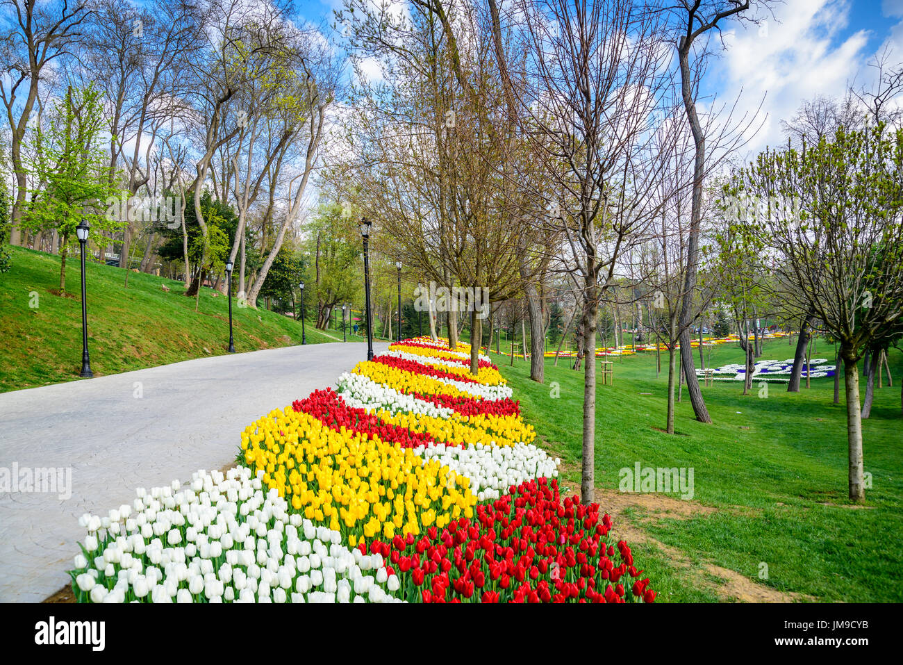 Traditional Tulip Festival in Emirgan Park, a historical urban park ...
