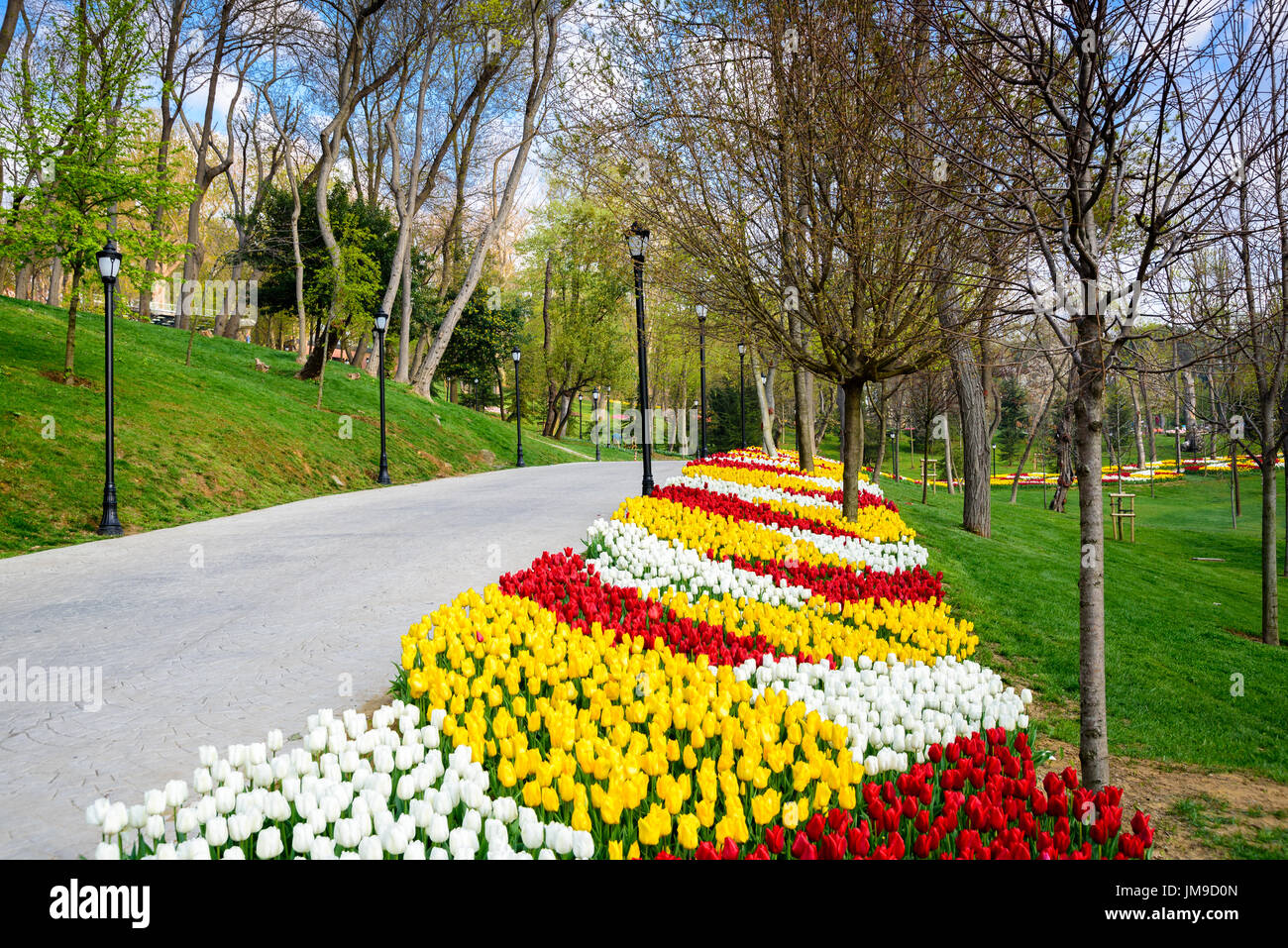 Traditional Tulip Festival in Emirgan Park, a historical urban park ...