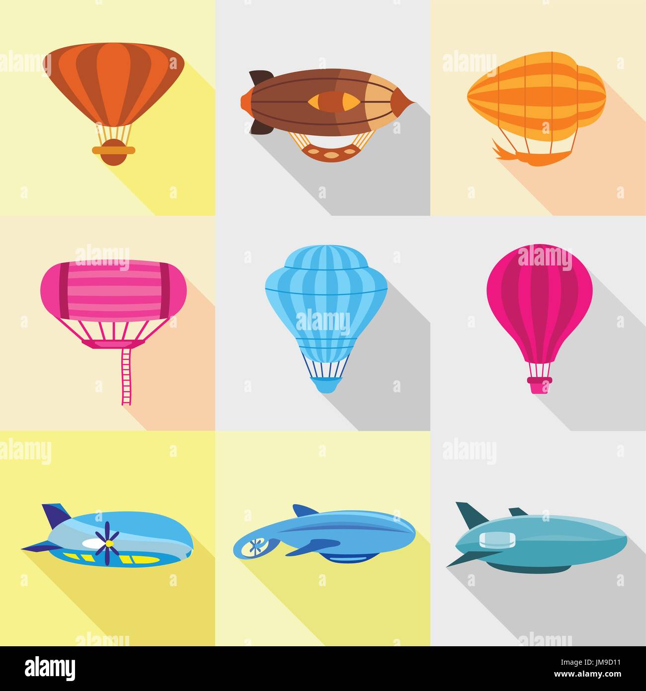 Different airships icons set, flat style Stock Vector Image & Art - Alamy