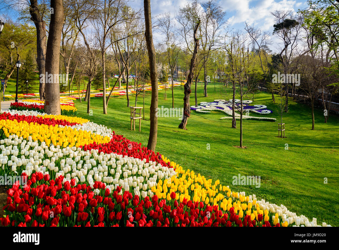 Traditional Tulip Festival in Emirgan Park, a historical urban park ...