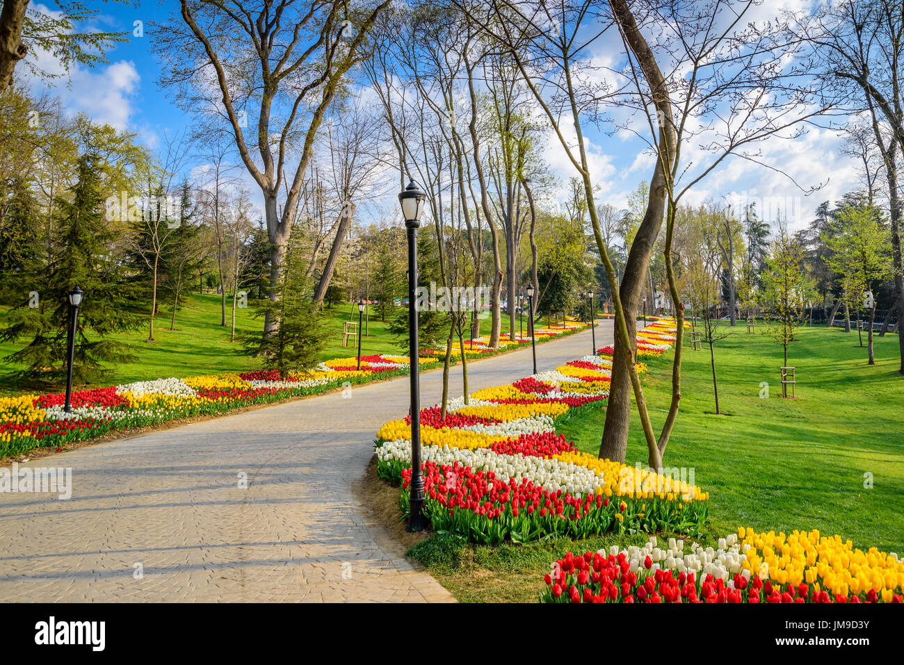 Traditional Tulip Festival in Emirgan Park, a historical urban park ...