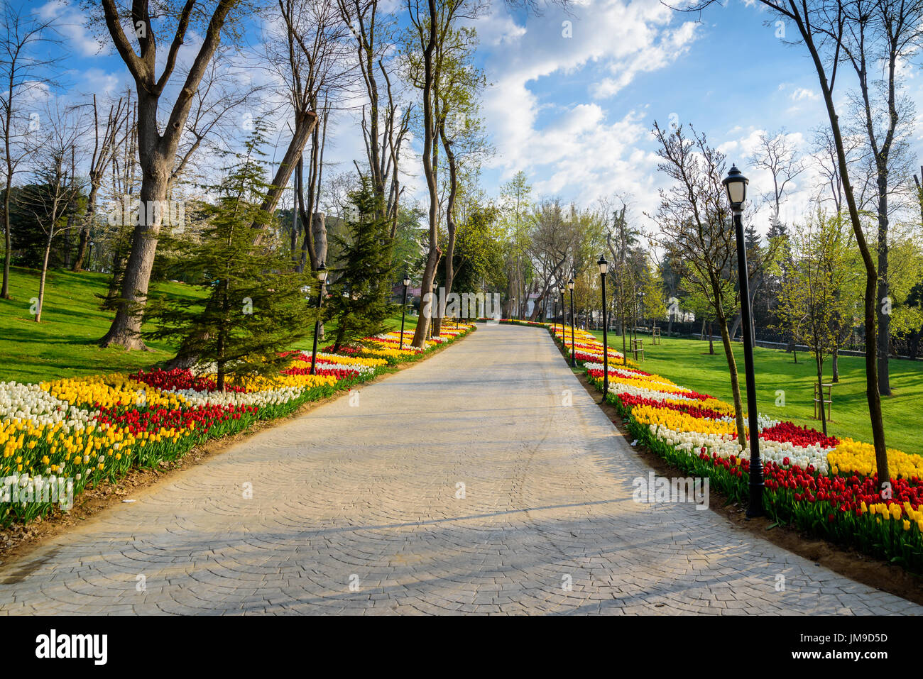 Traditional Tulip Festival in Emirgan Park, a historical urban park ...