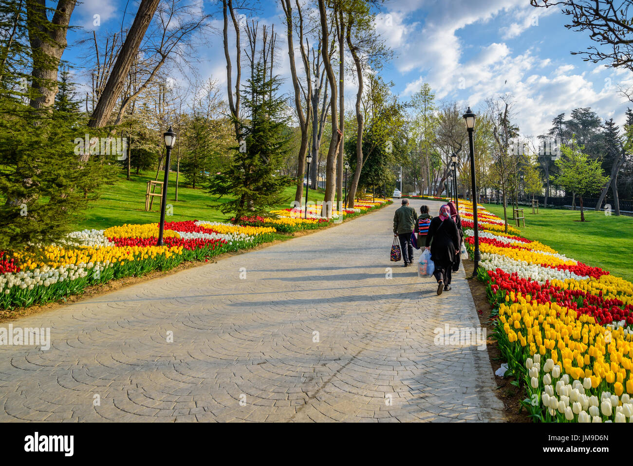 Traditional Tulip Festival in Emirgan Park, a historical urban park ...