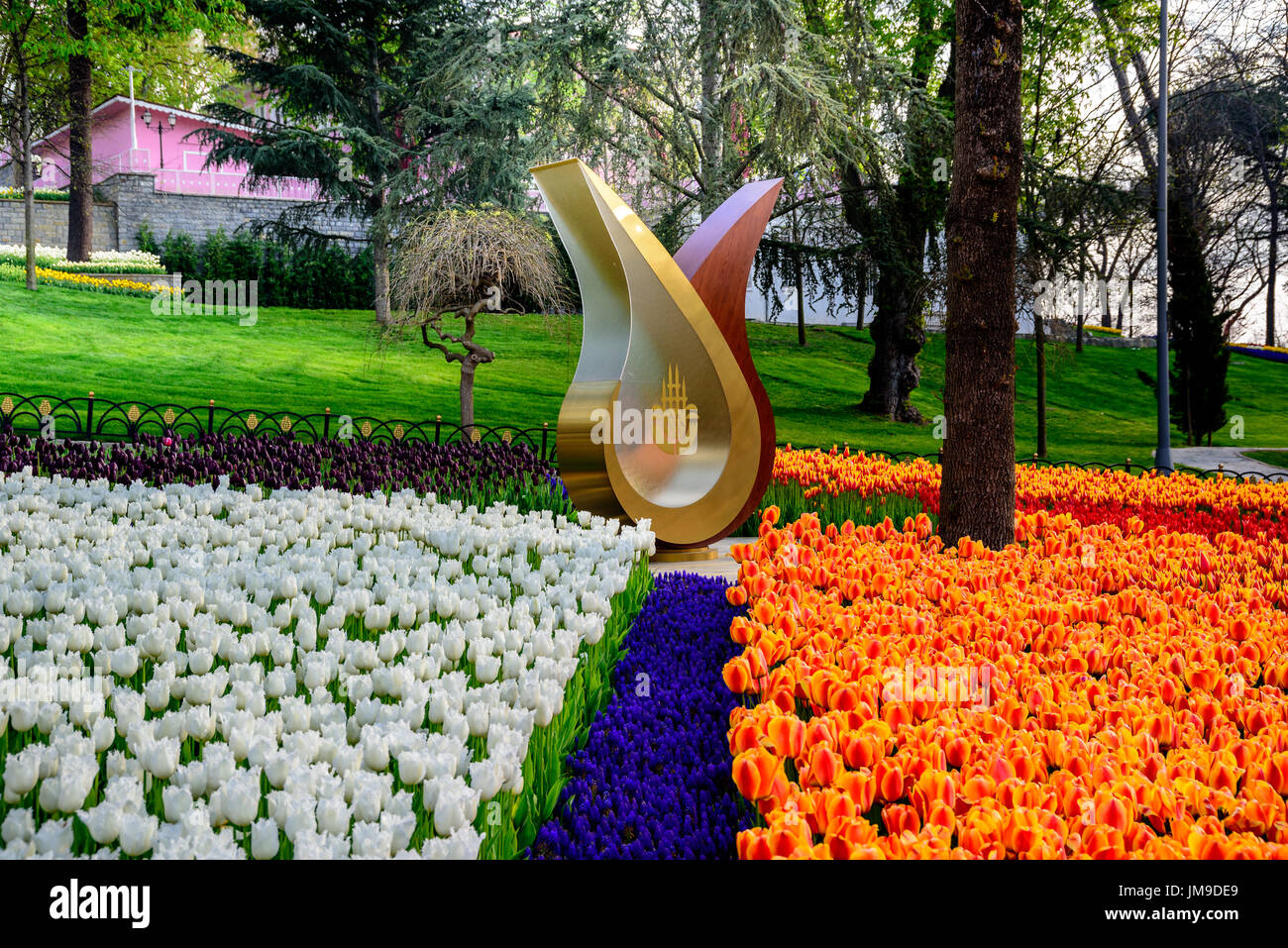 Traditional Tulip Festival in Emirgan Park, a historical urban park ...