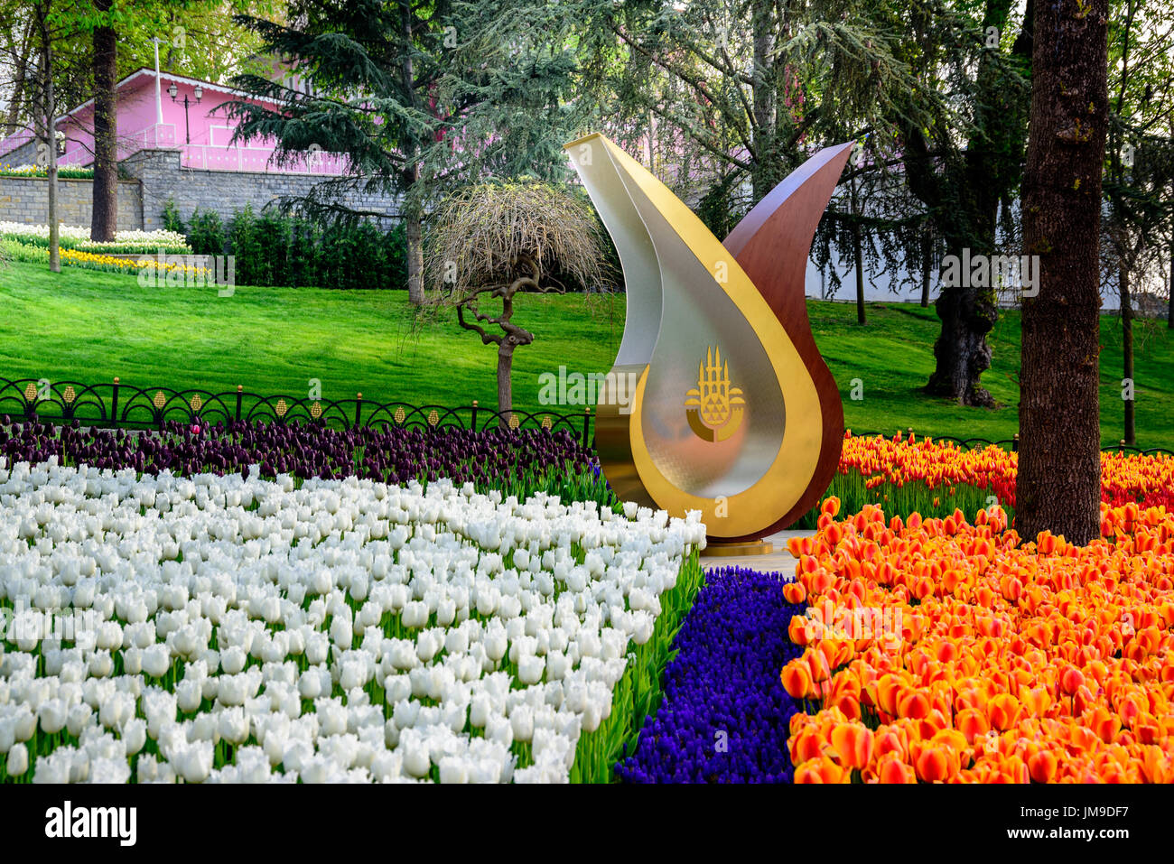 Traditional Tulip Festival in Emirgan Park, a historical urban park ...