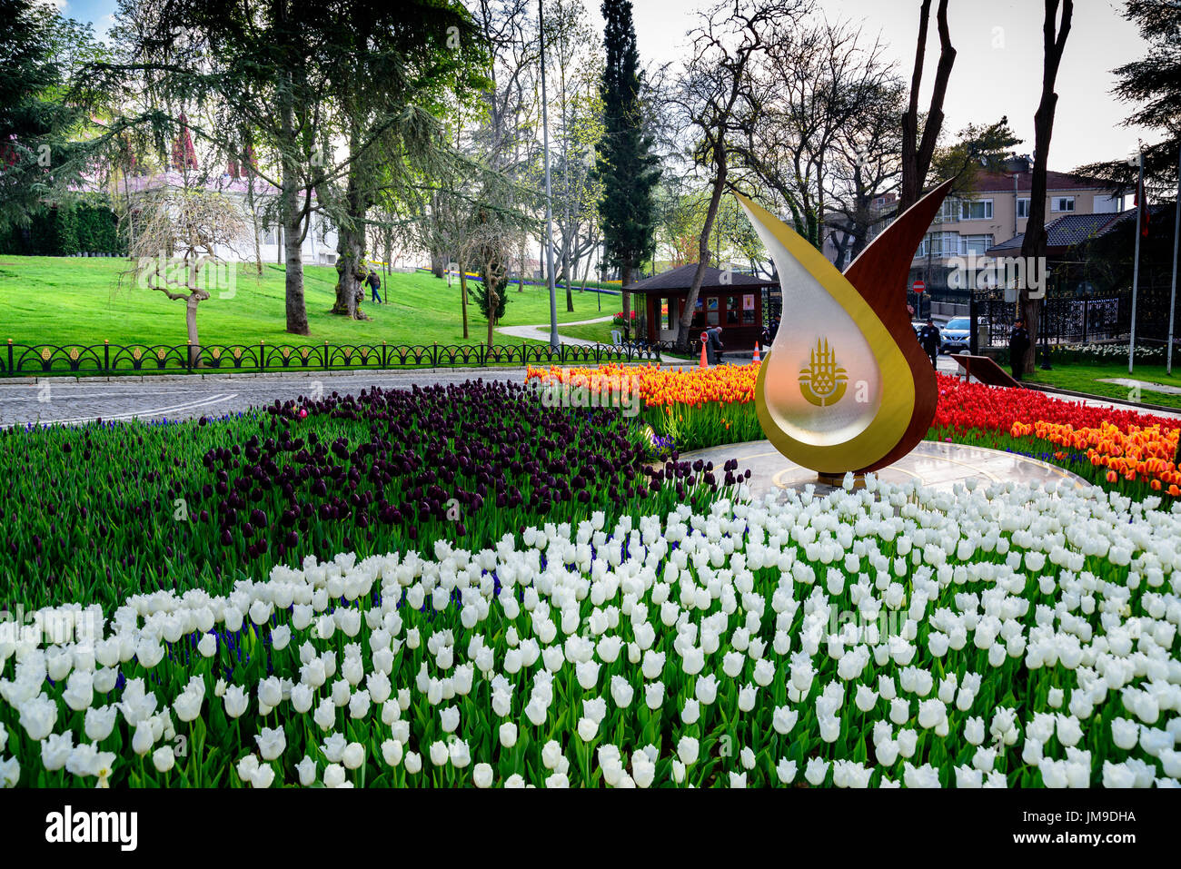 Traditional Tulip Festival in Emirgan Park, a historical urban park ...