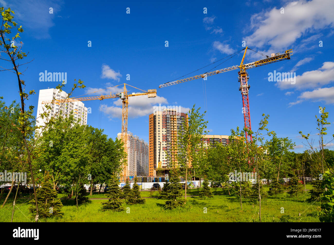 Construction of a modern residential buildings in Moscow, Russia Stock ...