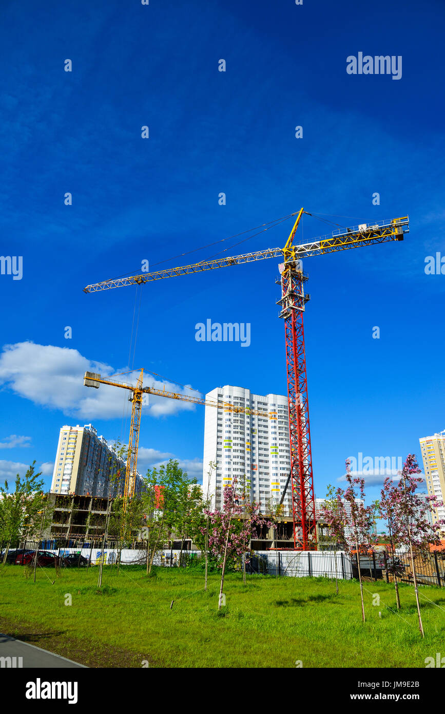 Construction of a modern residential buildings in Moscow, Russia Stock ...