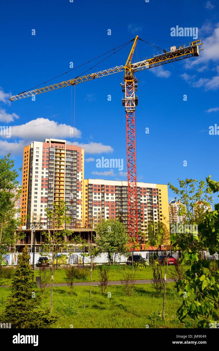 Construction of a modern residential buildings in Moscow, Russia Stock ...