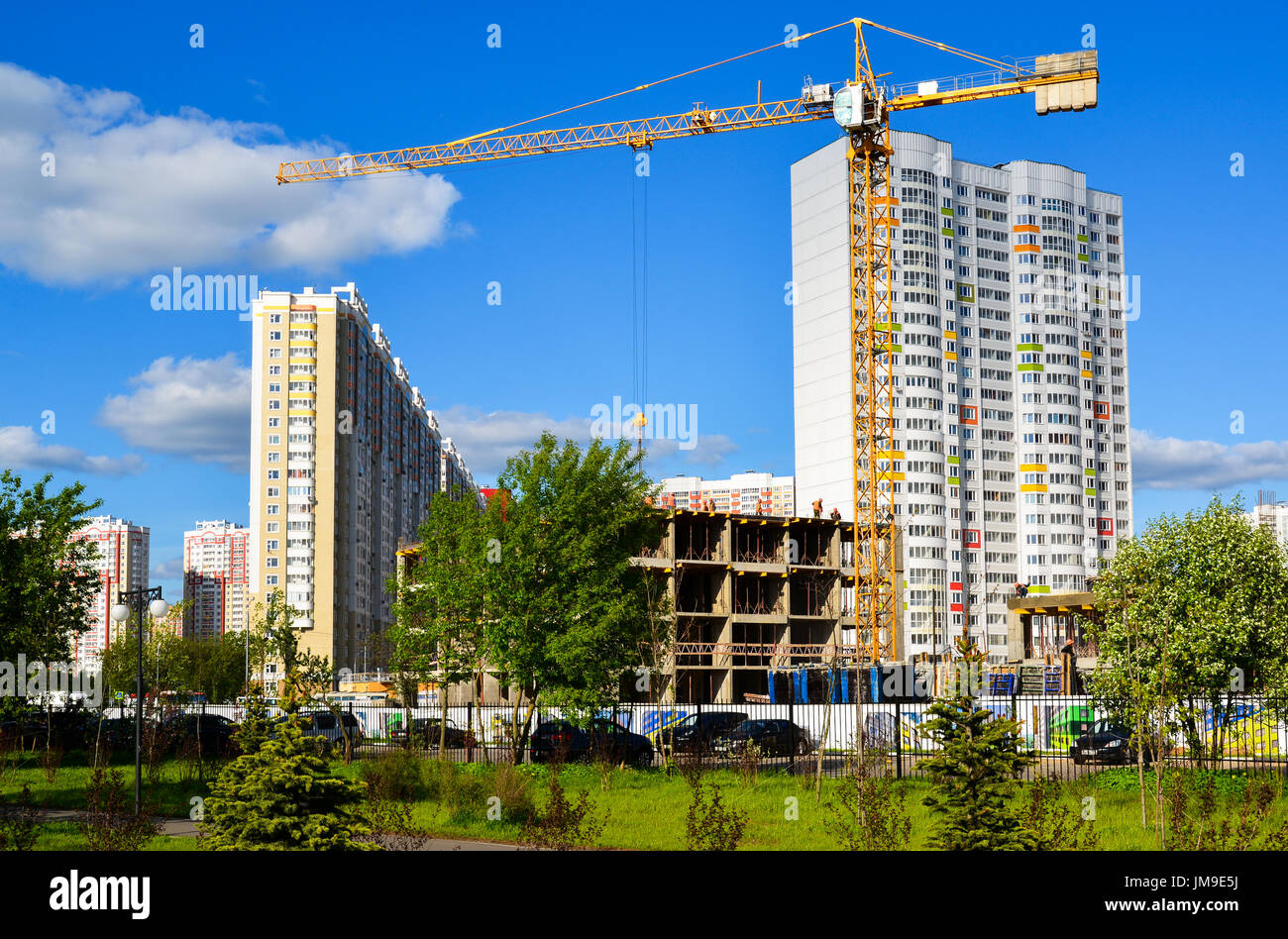 Construction of a modern residential buildings in Moscow, Russia Stock ...