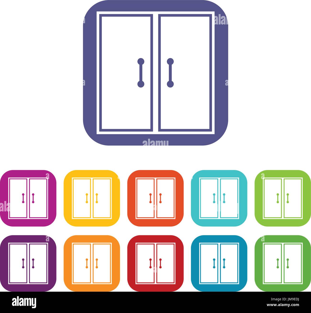 Two glass doors icons set Stock Vector Image & Art - Alamy