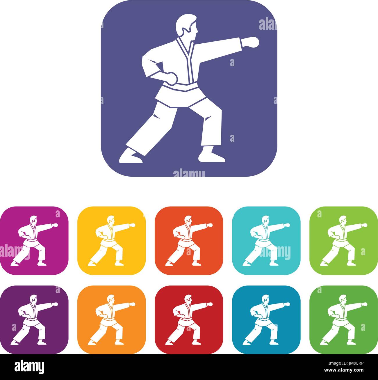 Aikido fighter icons set Stock Vector Image & Art - Alamy