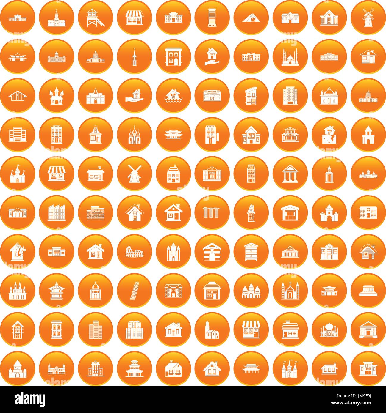 100 building icons set orange Stock Vector Image & Art - Alamy