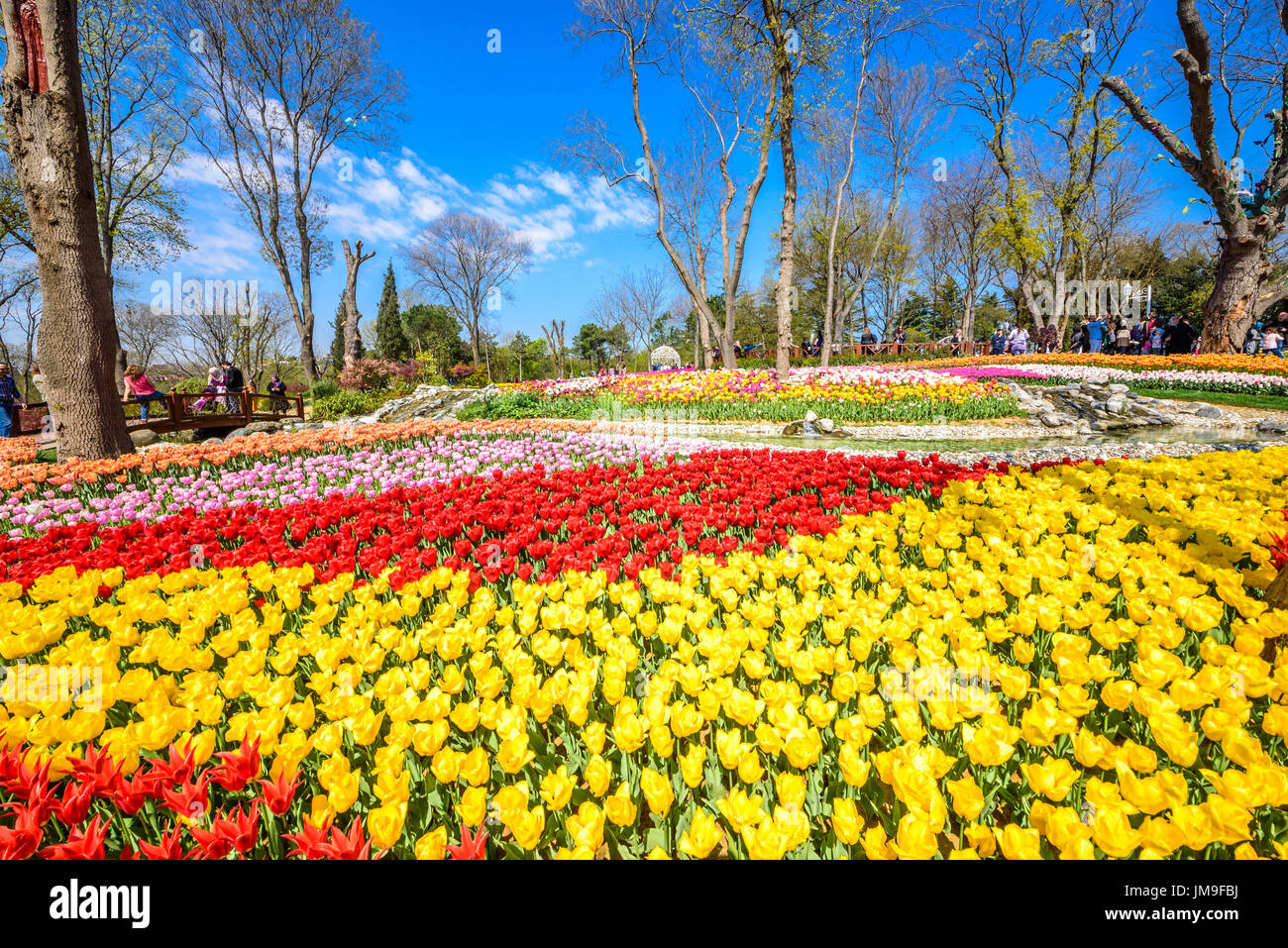 Traditional Tulip Festival in Emirgan Park, a historical urban park ...