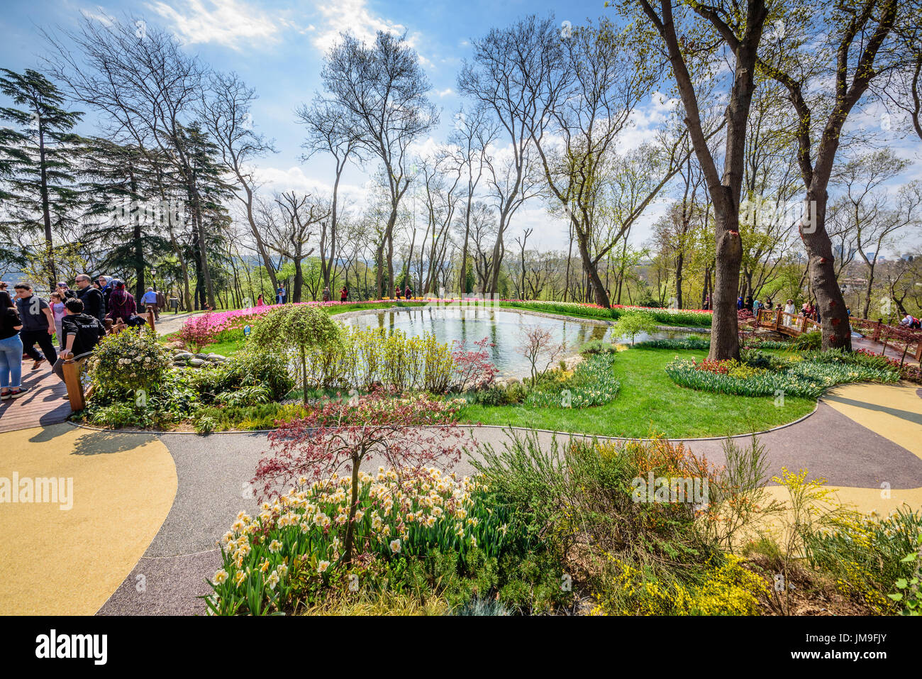 Traditional Tulip Festival in Emirgan Park, a historical urban park ...