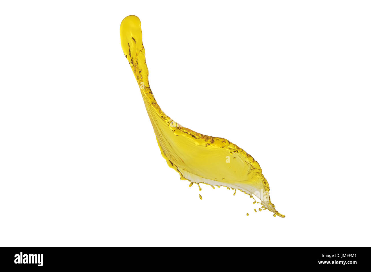 flying beautiful oil splah isolated over white background and drops ...