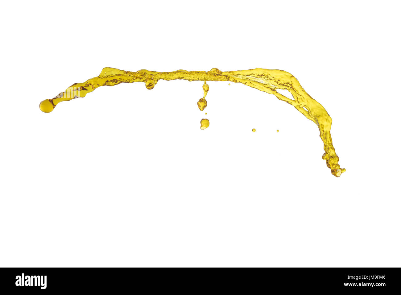 flying beautiful oil splah isolated over white background and drops ...