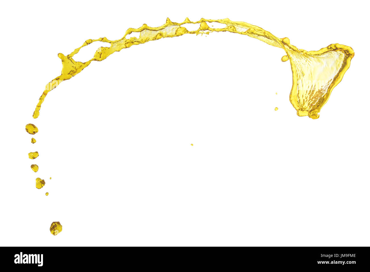 flying beautiful oil splah isolated over white background and drops ...