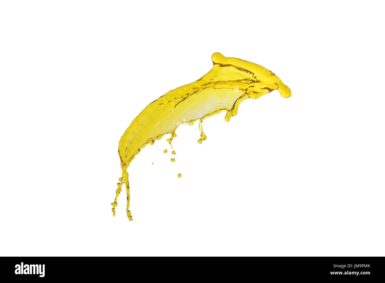 flying beautiful oil splah isolated over white background and drops ...