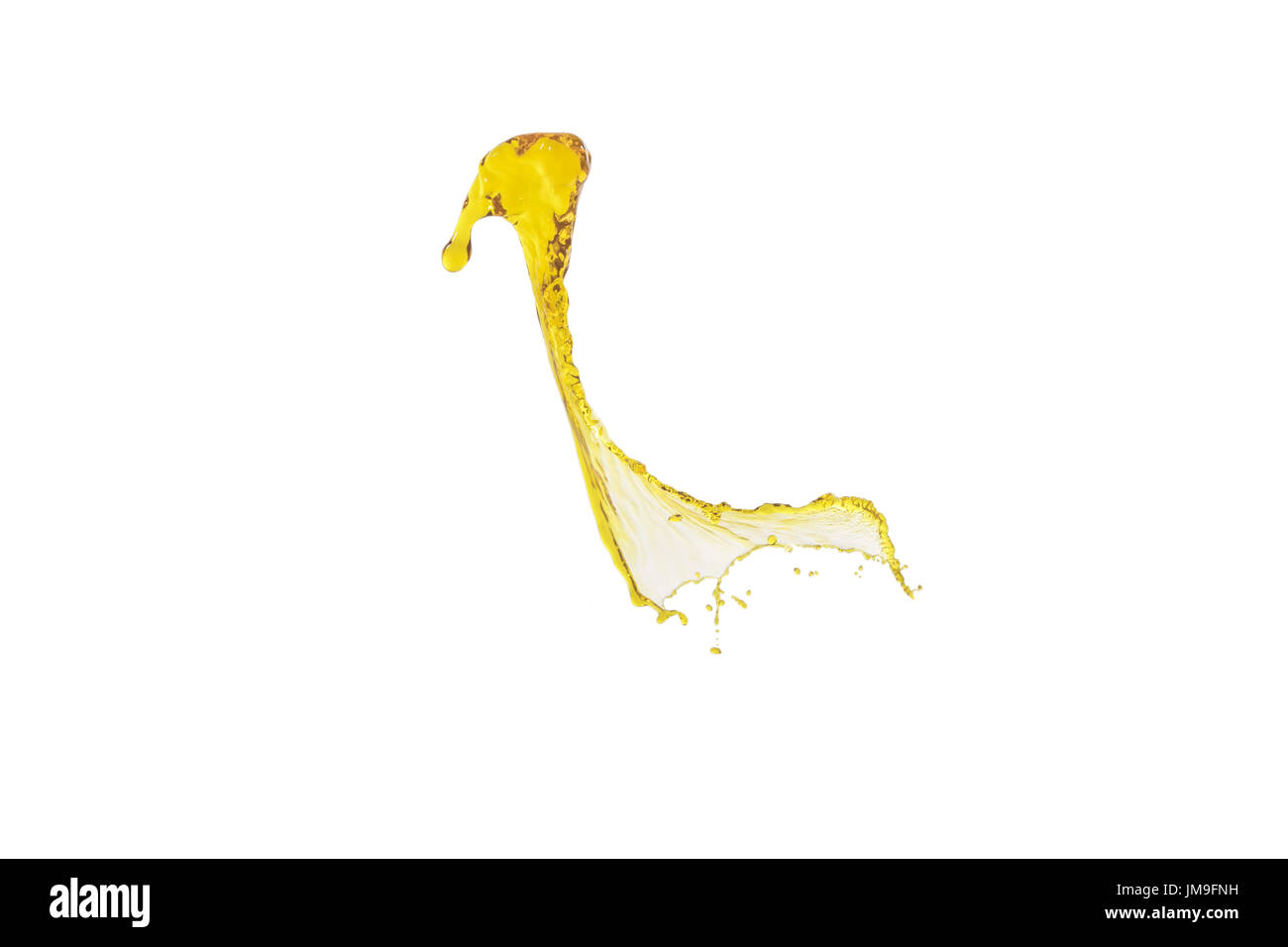 flying beautiful oil splah isolated over white background and drops ...