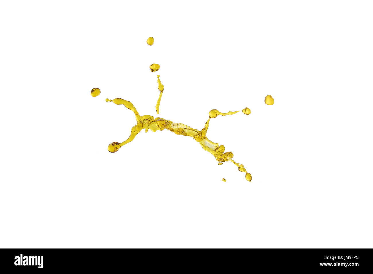 flying beautiful oil splah isolated over white background and drops ...