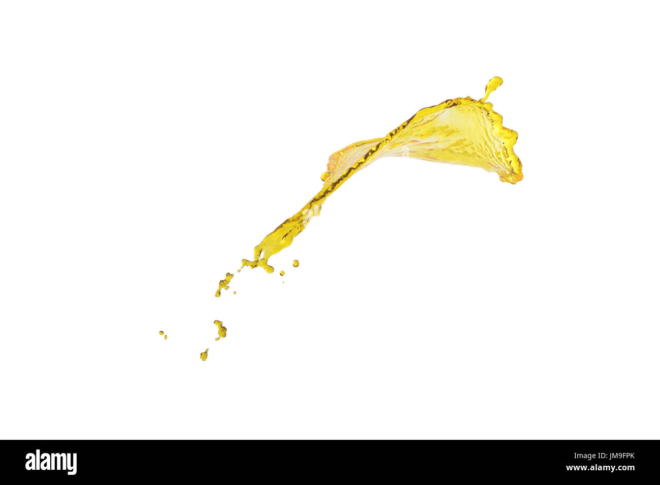 flying beautiful oil splah isolated over white background and drops ...