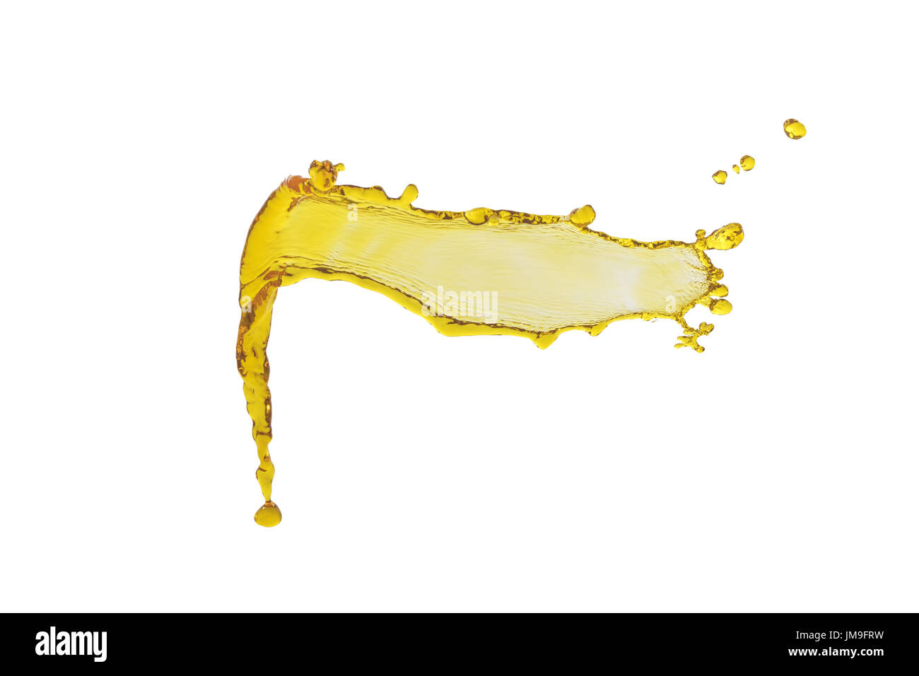 flying beautiful oil splah isolated over white background and drops ...