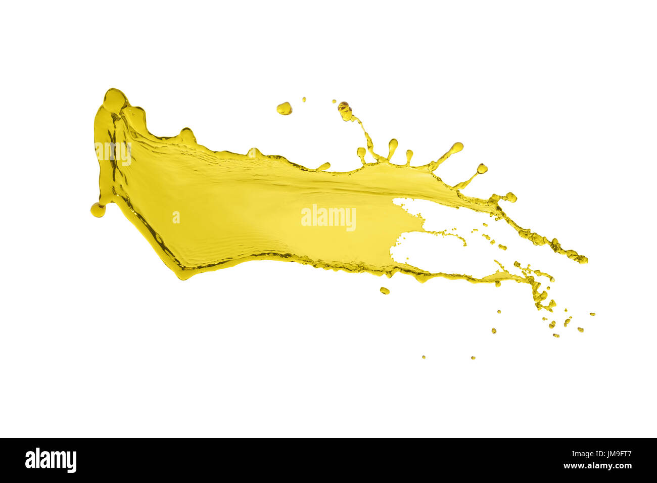 flying beautiful oil splah isolated over white background and drops ...