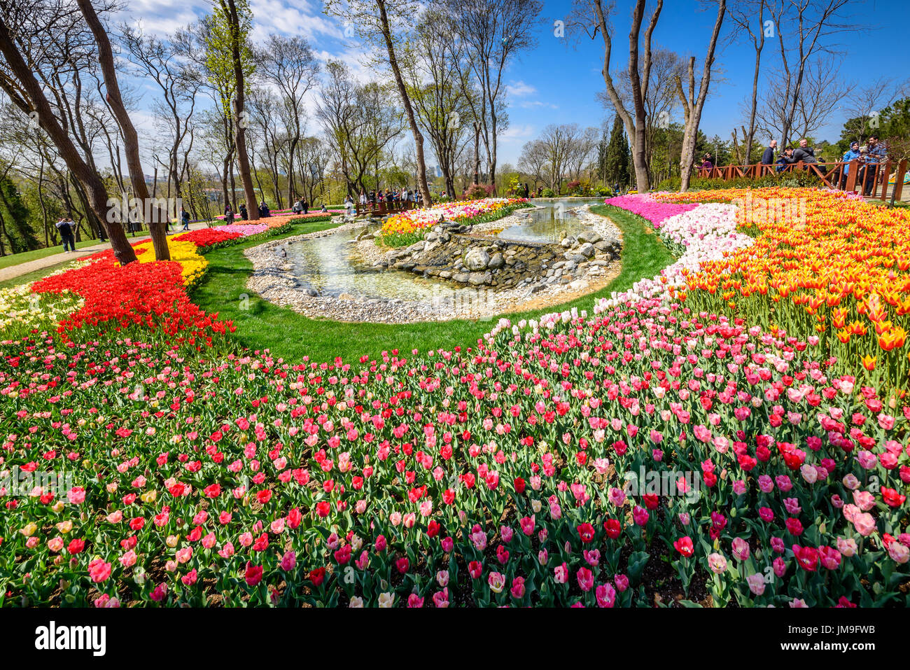 Traditional Tulip Festival in Emirgan Park, a historical urban park ...