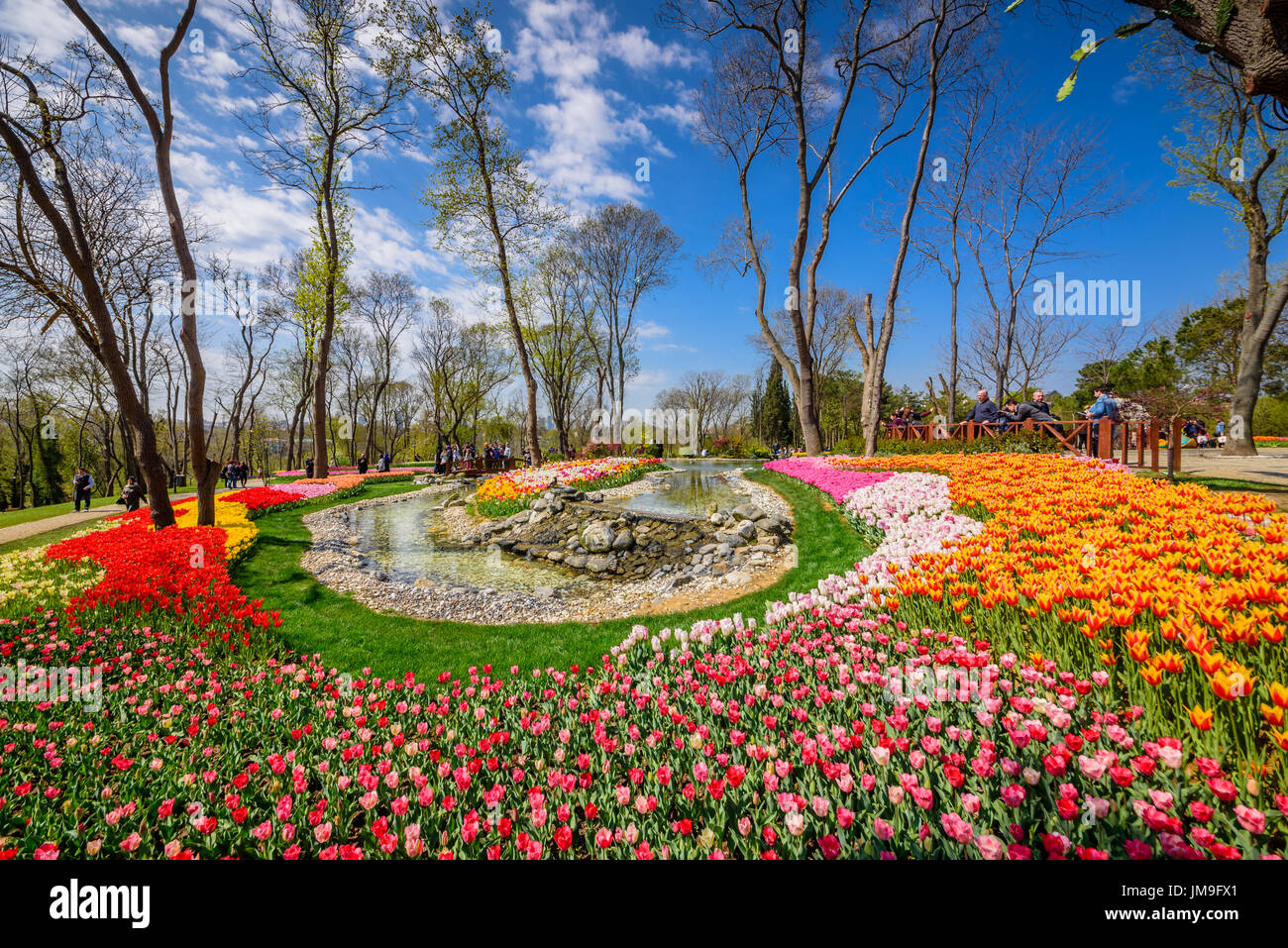 Traditional Tulip Festival in Emirgan Park, a historical urban park ...