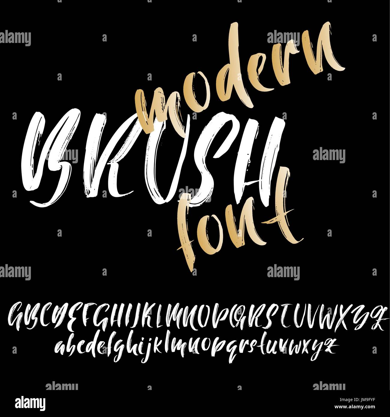 Hand drawn dry brush font. Modern brush lettering. Grunge style ...